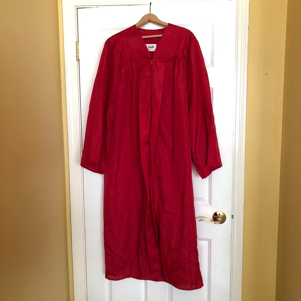 Red Graduation Cap & Gown W/ Red & Gold Tassel Unisex… - Gem